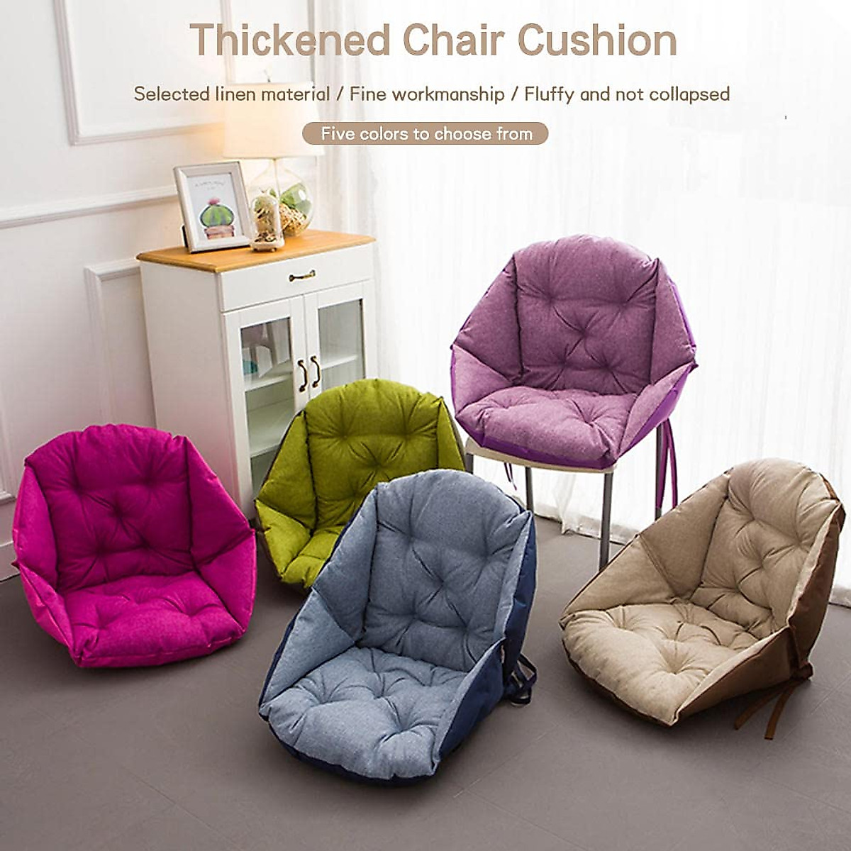 RUNLAIKEJI Office Chair Cushion,Non Slip seat Cushion with tie Straps,Semi-Enclosed one seat Cushion,Thickened and Soft Chair Cushion,Suitable for Dining Chairs,Office Chairs,Gaming Chairs,Armchair