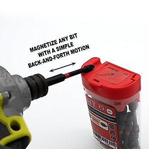 Impact-Rated #2 Phillips Bits 25 pcs Set 2 inch (50mm) Long - Strongly Magnetized for Non-Slip, Tough Taiwan S2 Steel, Manganese Anti-Rust Coating, Includes Rigid Case with Magnetizer