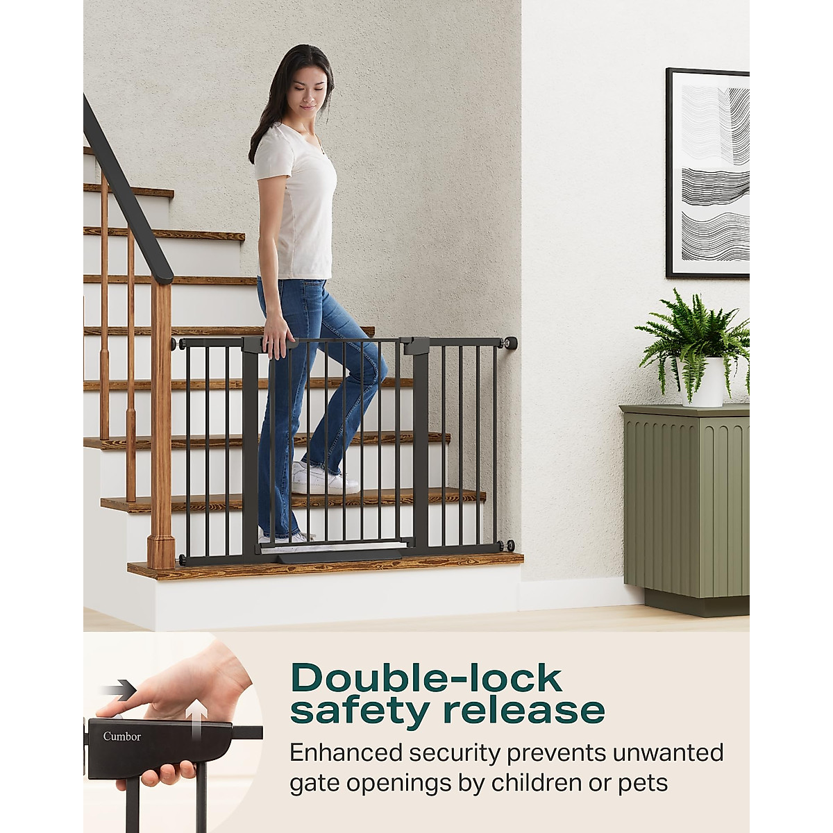 Cumbor 36" Extra Tall, 29.7"- 46" Width Baby Gate for Dogs and Kids & Cumbor 30.5" Tall 29.5"-51.6" Width Dog Baby Gate for House, Stairs, Doorways