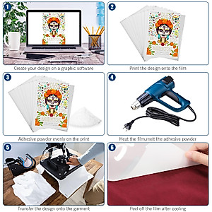 Qilery 200 Sheets DTF Transfer Film 8.3" x 11.7" Double Sided Matte Clear Pretreat Sheets Sublimation Printable PET Heat DTF Paper for Inkjet Printer DIY Project on Fabric Glass Metal Plastic