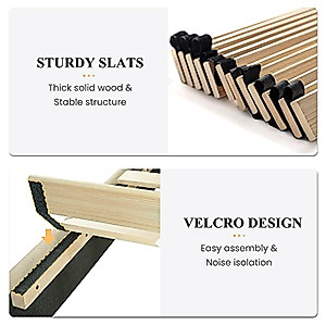 SHA CERLIN King Bed Frame, Upholstered Platform Bed with Geometric Headboard and Wingback, Wood Slat Support, No Box Spring Needed, Beige