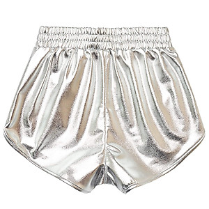Perfashion Silver Shiny Metallic Shorts for Women