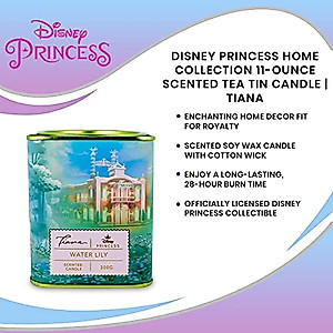 Ukonic Disney Princess Home Collection Tiana 11-Ounce Scented Tea Tin Candle with Water Lily Aromatic Fragrance | 28-Hour Burn Time | Home Decor Housewarming Essentials, and Collectibles
