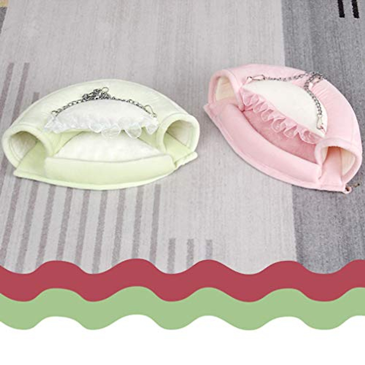 Balacoo Rat Hamster Bed Tunnel Winter Warm Fleece Small Pet Squirrel Hedgehog Chinchilla Rabbit Guinea Pig Bed House Cage Nest Hamster Accessories (Pink, Size S)
