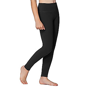 Stelle Girls Athletic Legging Pants with Hidden Pocket for Dance Workout Running Yoga (Black, 8-9 Years)