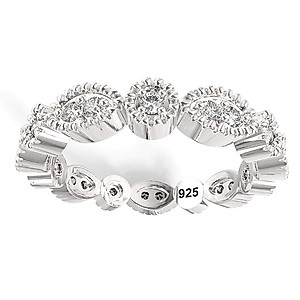 Metal Factory Sz 6 Sterling Silver CZ Stackable Anniversary Eternity Cubic Zirconia Band Ring