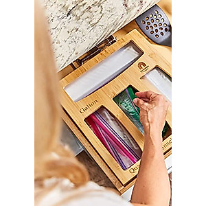 Jaza Goods | Ziplock Bag Storage Organizer and Dispenser for Kitchen Drawer | Wall Mountable | Compatible with Gallon, Quart, Sandwich & Snack Size Bags