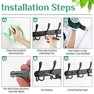 Kenning 4 Pack Coat Rack Wall Mounted with 4 Tri Metal Coat Hooks for Hanging Clothes Hat Keys Towel, Heavy Duty Stainless Steel Coat Hanger Wall Hooks Rack for Bathroom, Bedroom, Entryway