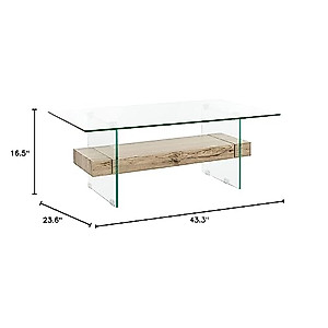 Safavieh Home Kayley Natural and Glass Coffee Table