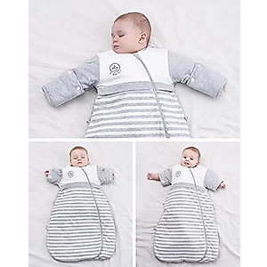 OuYun Baby Organic Sleeping Bag Detachable Sleeve Wearable Blanket,Pink,350g Filling for 32-59℉