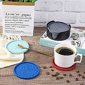 Silicone Coasters [6 Pack] ME.FAN Coasters with Holder - Drinking Coasters - Cup Mat for Drinks - Live for Hot or Cold Drink Thickened, Non-Slip, Non-stick, Deep Tray Mint Green