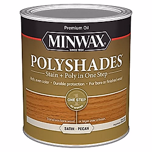 1 qt Minwax 61320 Pecan PolyShades Wood Stain And Polyurethane, Satin