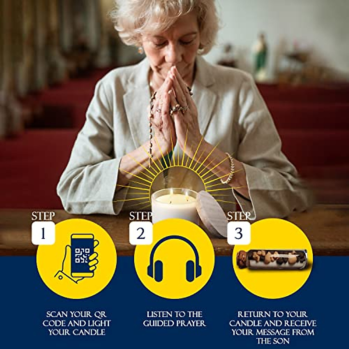 Prayer Meditation Candle W/Message Hidden Inside - Audio Guided Prayer Included - Perfect for Home Decor - All Natural Luxury Large Long Lasting Toxic Free Scented Candle