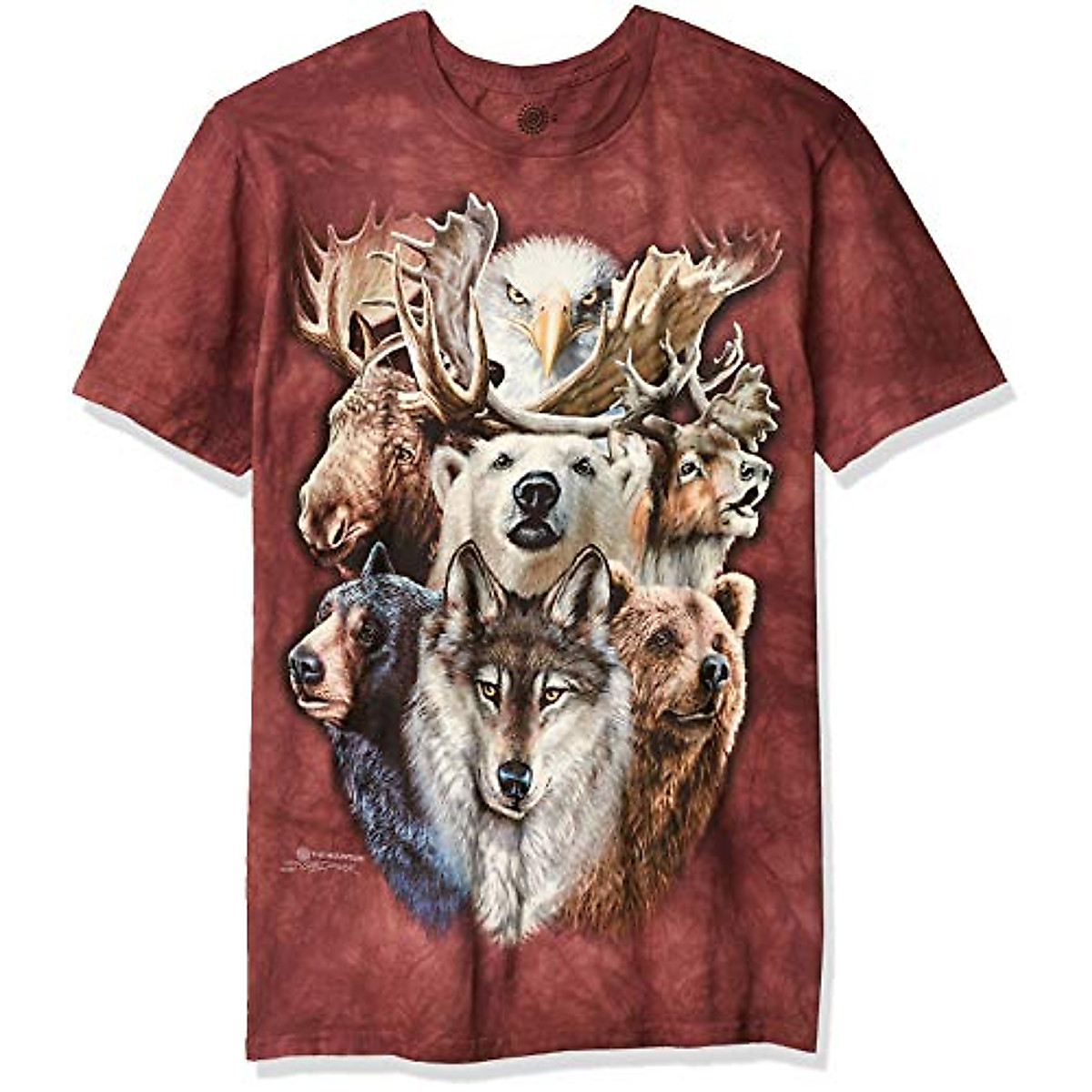 The Mountain Northern Wildlife Collage Adult T-Shirt, Brown, Medium