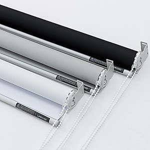 LINKCOO 100% Blackout Roller Window Shades, Room Darkening Window Blinds with Thermal Insulated Fabric, Corded Roll pull down shades for home and office (White - Width 10", Max Drop Height 79")