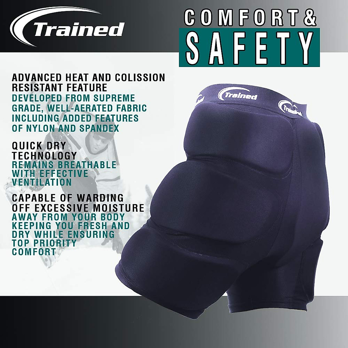 Trained Padded Protective Shorts for Extreme Sports Black