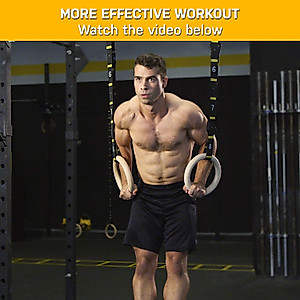 Double Circle Quick Adjust Numbered Straps for Gymnastic Rings - Carabiner System and Exercise Video Guide for Full Body Workout, Calisthenics, and Home Gym