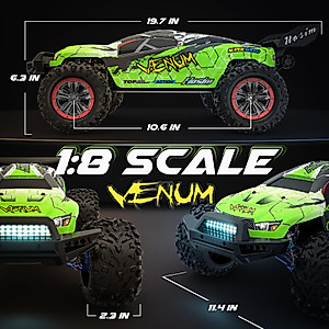 Hosim VENUM 1:8 RC Cars for Adults Fast 80+KMH, Remote Control Truck 4X4 All Terrains Waterproof 2.4GHZ Off Road Hobby Grade Large High Speed RC Monster Truck with 3S Battery