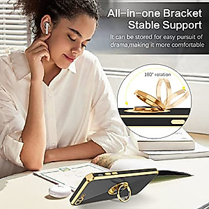 BENTOBEN iPhone 8 Plus Case, iPhone 7 Plus Case, Slim Fit Ring Holder Stand Magnetic Car Mount Supported Shockproof Protective Women Girls Men Boys Case Cover for iPhone 8 Plus/7 Plus 5.5", Black/Gold