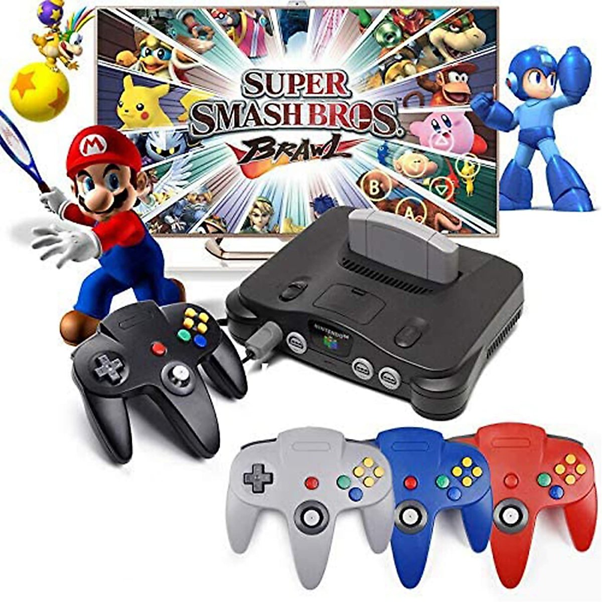 King Smart Birsppy N64 Controller, Wired N64 Controllers with Upgraded Joystick for Original Nintendo 64 Console (Jungle Green and Clear Purple)