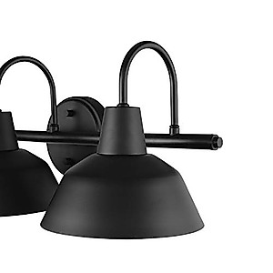Globe Electric 51710 5-Piece Bathroom Accessory Set, with Vanity, Matte Black, 3-Light Vanity Light, Towel Bar, Towel Ring, Robe Hook, Toilet Paper Holder, Bathroom Lights Over Mirror, Home Décor