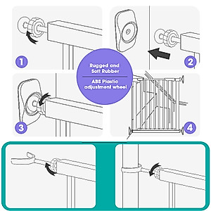 4PCS Baby Gate Wall Protector Wall Cups + 4PCS 8MM Baby Gate Threaded Spindle Rod + 2PCS Baby Gate Banister Adapter Y-Spindle Rods, for Pressure Mounted Baby & Pet Safety Stair Gates