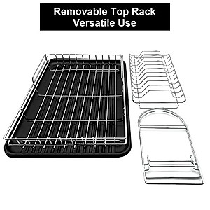 EMT ETRENDS Large Dish Drying Rack,2-Tier Dish Racks for Kitchen Counter,Rust-Proof Detachable Dish Drainers for Sink with Drainboard,Utensil Holder（Chrome Plating，Steel）