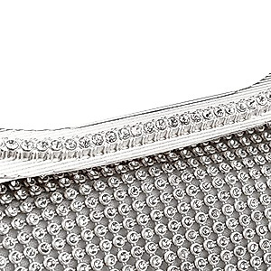Elegant Evening Party Clutch Handbag Bling Shiny Sparkly Rhinestone Wedding Purse for Women (Silver)