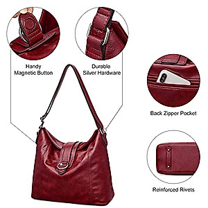 S-ZONE Women Large Hobo Purses Bag Soft Shoulder Tote Handbags Vegan Leather