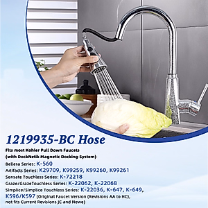 K-1219935-BC Hose Kit Compatible with Kohler Pull Down Kitchen Faucet with Weight Ball 14.1oz (400g/0.88lb), 68 Inches Pull-Out Kitchen Faucet Hose Replacement Part of K-1304674-BC