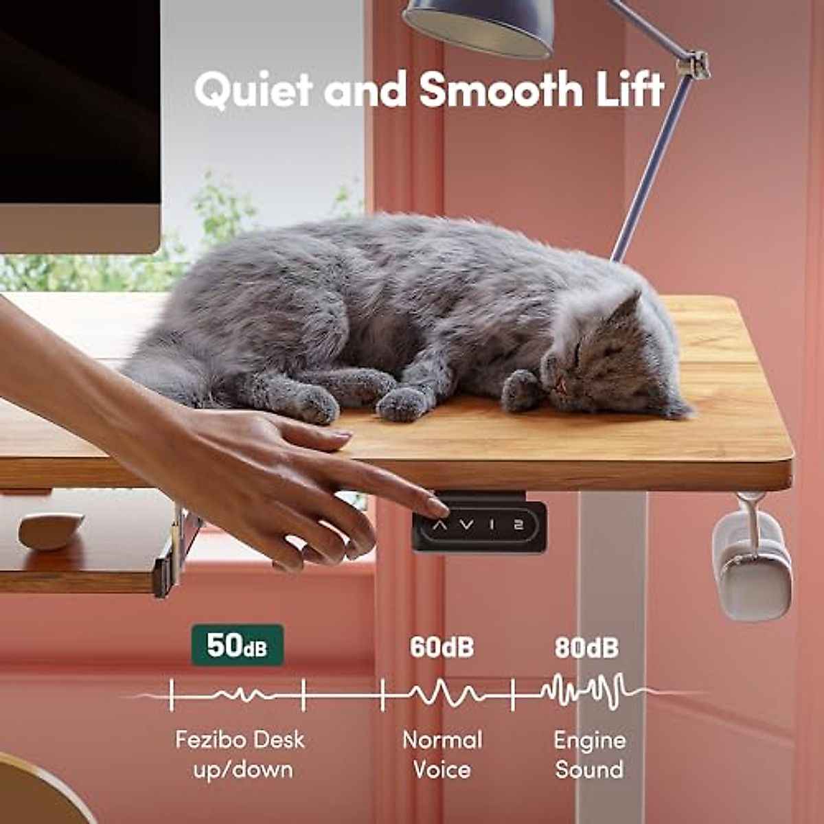 FEZIBO Standing Desk with Keyboard Tray, 55 × 24 Inches Electric Height Adjustable Desk, Sit Stand Up Desk, Computer Office Desk, Light Rustic