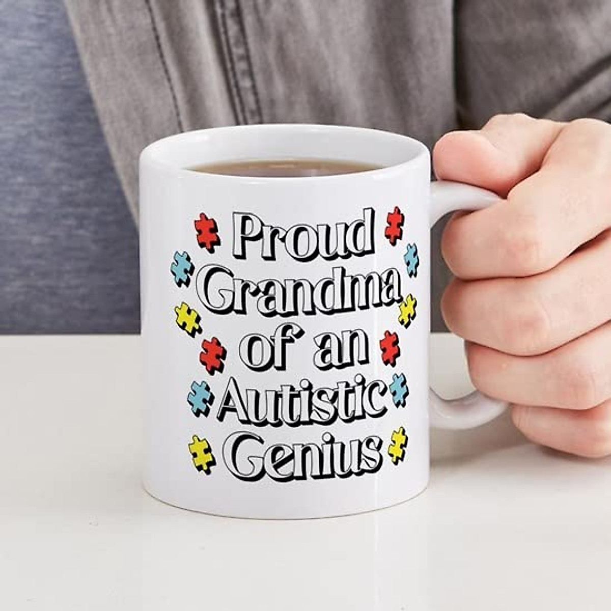 CafePress Proud Grandma Of An Autistic Gen Ceramic Coffee Mug, Tea Cup 11 oz