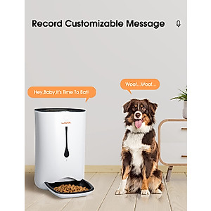 WOPET Automatic Pet Feeder Food Dispenser for Cats and Dogs–Features: Distribution Alarms,Portion Control,Voice Recorder, & Programmable Timer for up to 4 Meals per Day