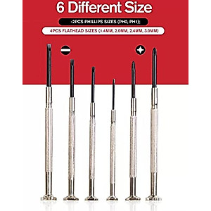InterSet 6Pcs Mini Screwdriver Set, Eyeglass Repair Screwdriver, Precision Repair Tool Kit with 6 Different Size Flathead and Philips Screwdrivers, Ideal for Watch, Jewelers