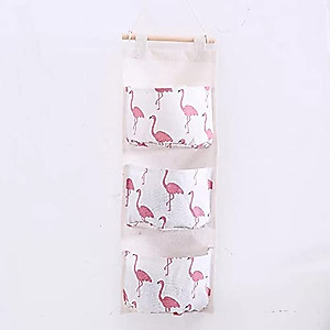 SEIWEI Wall Closet Hanging Storage Bag, Waterproof over the Door Linen Fabric Organizer with 3 Pockets for Bedroom Bathroom Kitchen