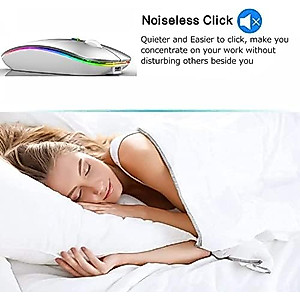 Neises LED Bluetooth Mouse,Bluetooth Mouse for MacBook Pro/MacBook Air/iMac/mac/ipad/ipad pro,Wireless Mouse for Macboook Air/MacBook Pro/PC (Silver)