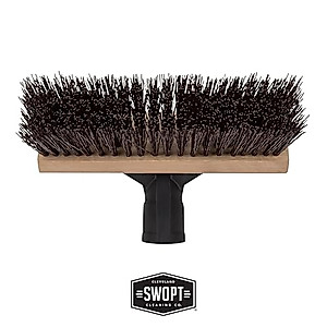 SWOPT 10” Premium Rough Surface Scrub Brush Head — Deck Brush for Rough and Textured Surfaces, Cleaning Head Interchangeable with All SWOPT Cleaning Products for More Efficient Cleaning and Storage