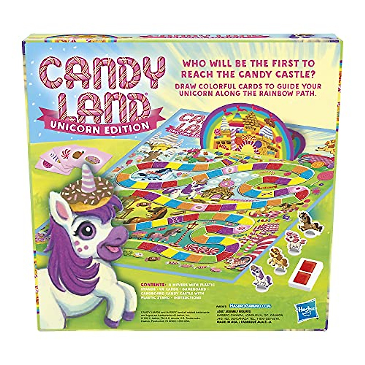 Hasbro Gaming Candy Land Unicorn Edition Preschool Board Game | Unicorn Games for Girls & Boys | 2-4 Players | Ages 3+ (Amazon Exclusive)