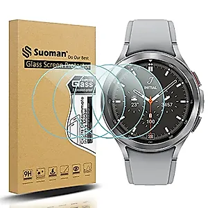 Suoman 4-Pack for Samsung Galaxy Watch 4 Classic 42mm Screen Protector, 2.5D 9H Hardness Tempered Glass Screen Protector for Galaxy Watch 4 Classic 42mm Smartwatch