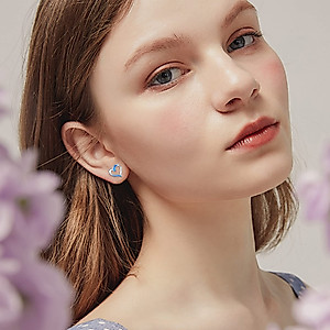 AOVEAO Heart Opal Earrings 925 Sterling Sliver Heart Stud Earrings Opal Earrings Hypoallergenic Opal Heart Jewelry Gifts for Women Girls