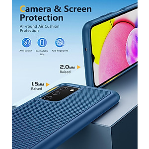 BNIUT for Samsung Galaxy A03s Case: Dual Layer Shockproof Protective Heavy Duty Cell Phone Cover Rugged with Non Slip Textured Back - Military Protection Bumper Tough - 6.5inch (Blue Navy)