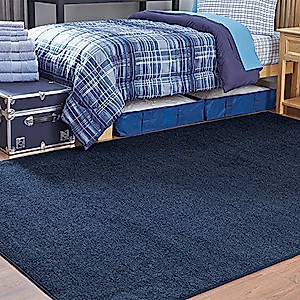 OCM All-Purpose 4' x 6' Foldable Carpet in Navy Blue | Area Rug for College Dorm Rooms, Bedrooms and Bathrooms | Rubber Backing | Nylon Pile for Soft Plush Feel and Durability