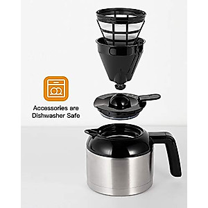 Boly Coffee Maker with Thermal Carafe 8 Cup, Programmable Coffee Maker Drip with Timer and Coffee Pot, Automatic Coffee Machine Includes Reusable Filter
