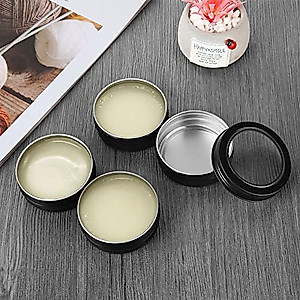 DAJAVE 30 Pack 2 Ounce Round Tin Cans, Black Round Tins Screw Lids Tin Cans with Clear Window, Metal Tin Containers Empty Tin Cans for Storing Spices, Candies, Candles, Gifts