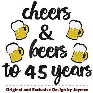 45th Birthday Decorations Cheers to 45 Years Banner for Men Women Birthday Backdrop Wedding Aniversary Party Supplies Decorations Black Glitter Pre Strung