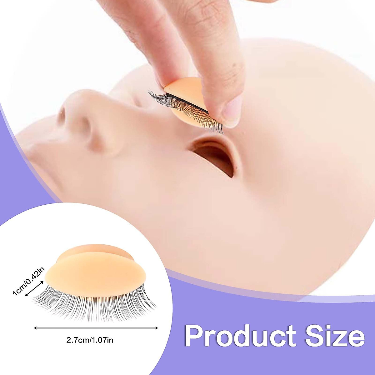 3 Pairs Replacement Eyelids for Mannequin Head Practice Eyelids for Eyelash Extensions Eyelids Realistic Eyelids Silicone with Eyelashes Practice Eyelash Eyelids for Eyelash Training Makeup