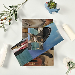 Flradish Pirate Captain Cat Towels 3 Pack Bath Towels for Bathroom Set Soft Cotton Highly Absorbent Lightweight & Quickdry Towel Set 1 Bath Towel,1 Hand Towel,1 Washclothe