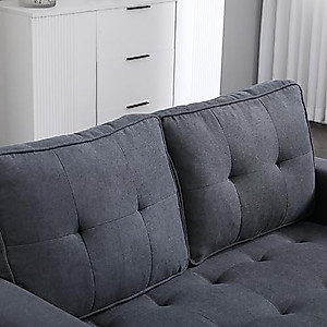 ERYE 3 Fold Tufted Upholstered Futon Sofa Bed Modern Convertible Foldable Floor Loveseat Sofabed with Pull Out Sleeper Couch Daybed W/Side Pockets for Living Room