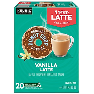 The Original Donut Shop Vanilla Latte, Single-Serve Keurig K-Cup Pods, Flavored Coffee, 20 Count