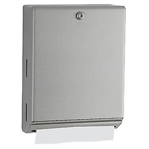 Bobrick B-262 Surface Mounted Paper Towel Dispenser - Stainless Steel Commercial Bathroom Towel Dispenser with Tumbler Lock 400 C-Fold or 525 Multifold Capacity
